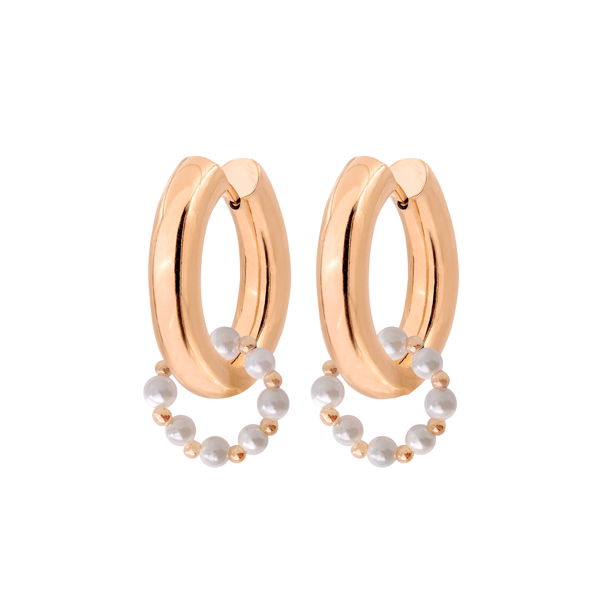 Chunky Pearl 'n' Beads Hoop Set Medium Roségold – Luamaya