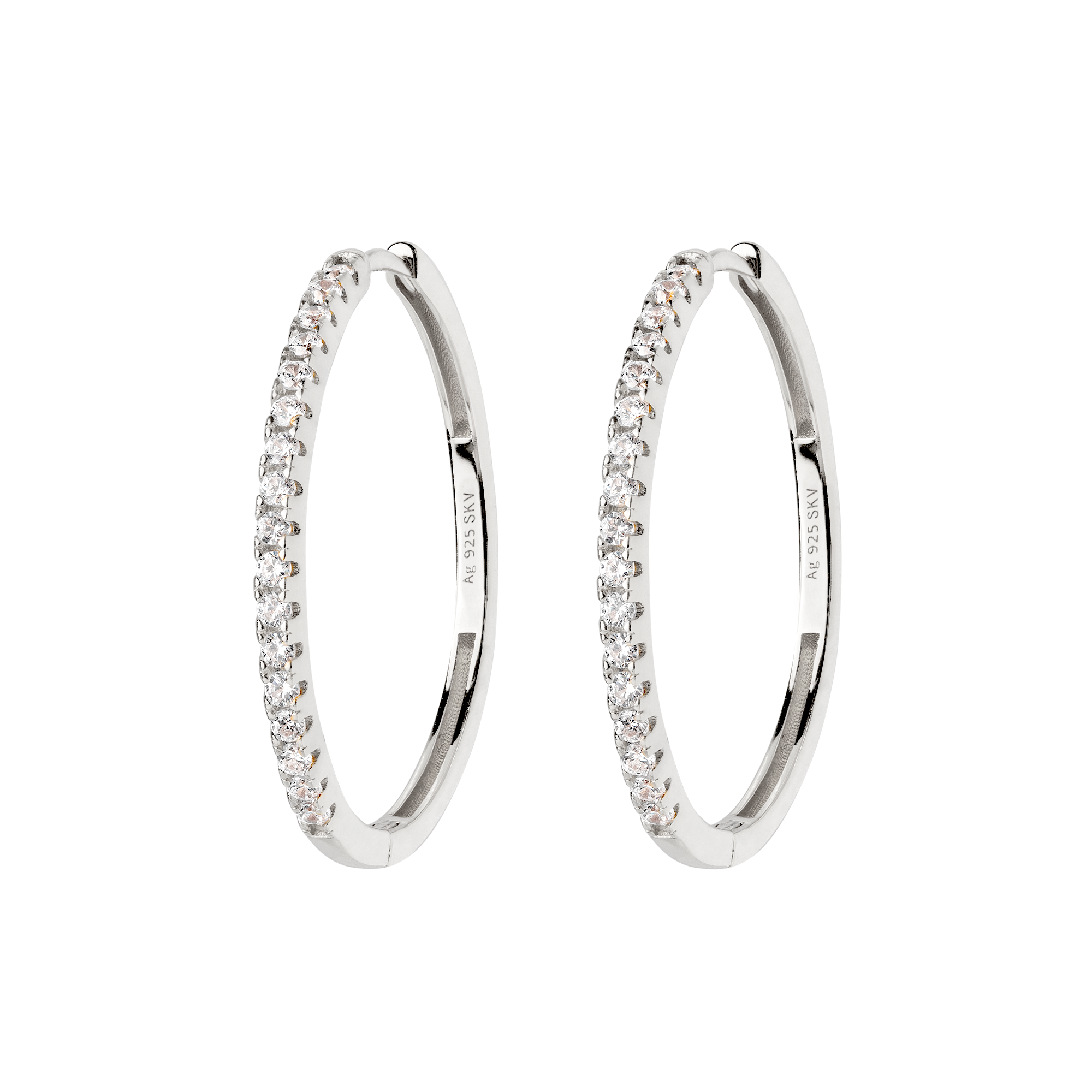 Delicate Sparkle Hoops Large Silber – Luamaya